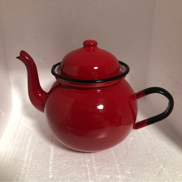 Other | Vintage Enamel Poland Teapot Red 14 | Poshmark